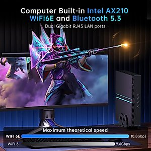 Mini PC Gaming, Desktop Computer i9-13900F 24 Cores Upto 5.6GHz, DDR5, 512G M.2 PCIE4.0 SSD, Windows 11 Pro, GeForce RTX4060Ti 8G, Four Display, 8K@60Hz Outputs, Dual LAN, WiFi6E/BT5.3