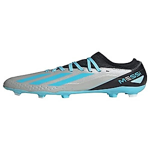 adidas X Crazyfast Messi.3 Firm Ground Sneaker, Silver Metallic/Bliss Blue/Core Black, 5.5 US Unisex Big Kid