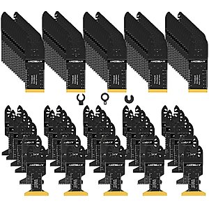 AMZBSAW 110PCS Oscillating Saw Blades Set, Professional Oscillating Tool Blade for Soft Metal Wood Plastics, Quick Release Multi Tool Blades Kits for Oscillating Tool Accessories