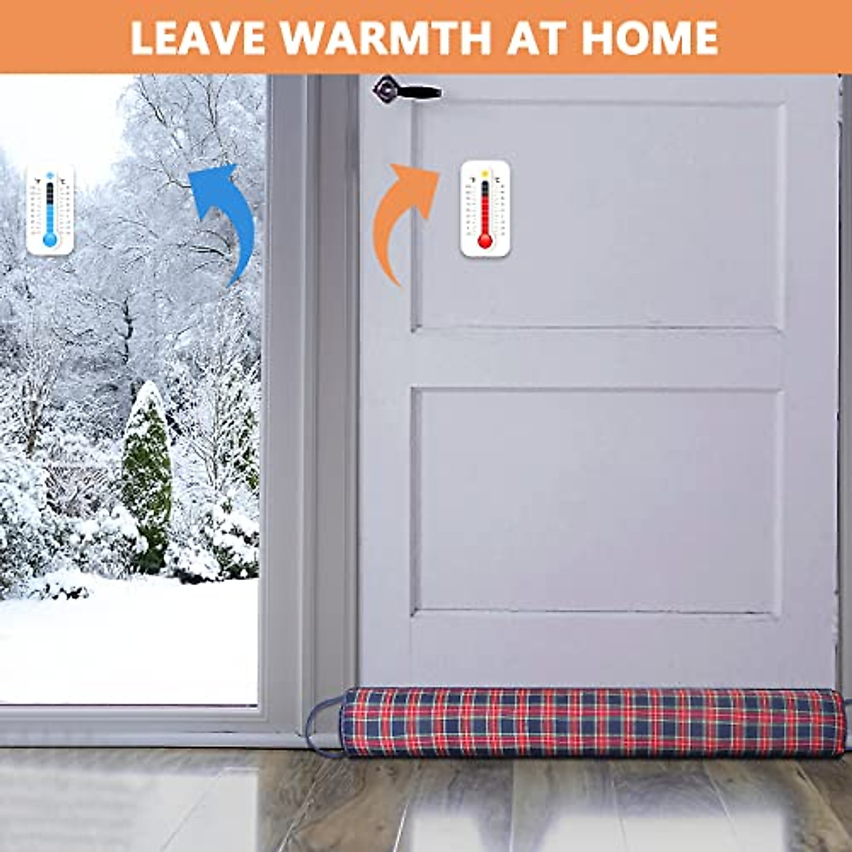 Triangle Under Door Draft Stopper Noise Blocker 28 Inches for Door Bottom Air Seal Insulation and Soundproof, Heavy Duty Weather Guard Snake Stripping, Tartan Check Navy Blue Red