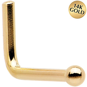 Body Candy 18 Gauge 14k Yellow Gold 1.5mm Ball L-Shaped Nose Ring