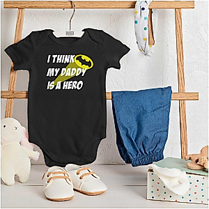 Brisco Brands I Think My Daddy is a Hero Superhero Baby Romper Boys or Girls