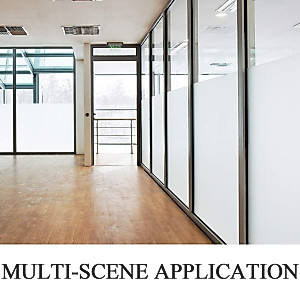 HIDBEA Frosted Window Privacy Film Non-Adhesive, Reusable Window Glass Films Heat Control Self Static Cling Removable Window Stickers for Home Office Living Room (White Frosted, 35.4 Inch x 8.2 Feet)