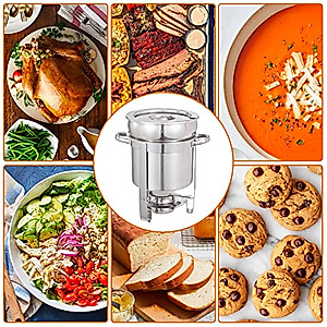 Jollebone Upgraded 2 Pack Soup Chafer, 7 QT Stainless Steel Round Soup Warmer, Soup Chafer with Pot Lid and Fuel Holder for Parties Buffet Wedding Banquets Commercial Grade