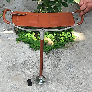 HN Shooting Seat Stick with Brown Leather Folding Chairs | Lightweight Durable Walking Stick | Hunting Equipment Adjustable Walking Sticks | Royal Stewart Tartan Insert | Polo Fishing Golf Seat Stick