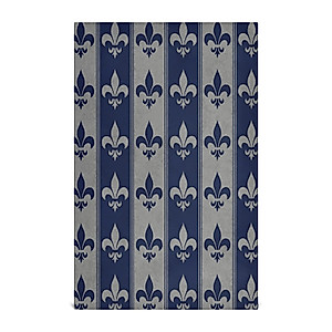 ALAZA Navy Blue and Gray Fleur De Lis Kitchen Towels Absorbent Dish Towels Soft Wash Clothes for Drying Dishes Cleaning Towels for Home Decorations Set of 6, 28 X 18 Inch