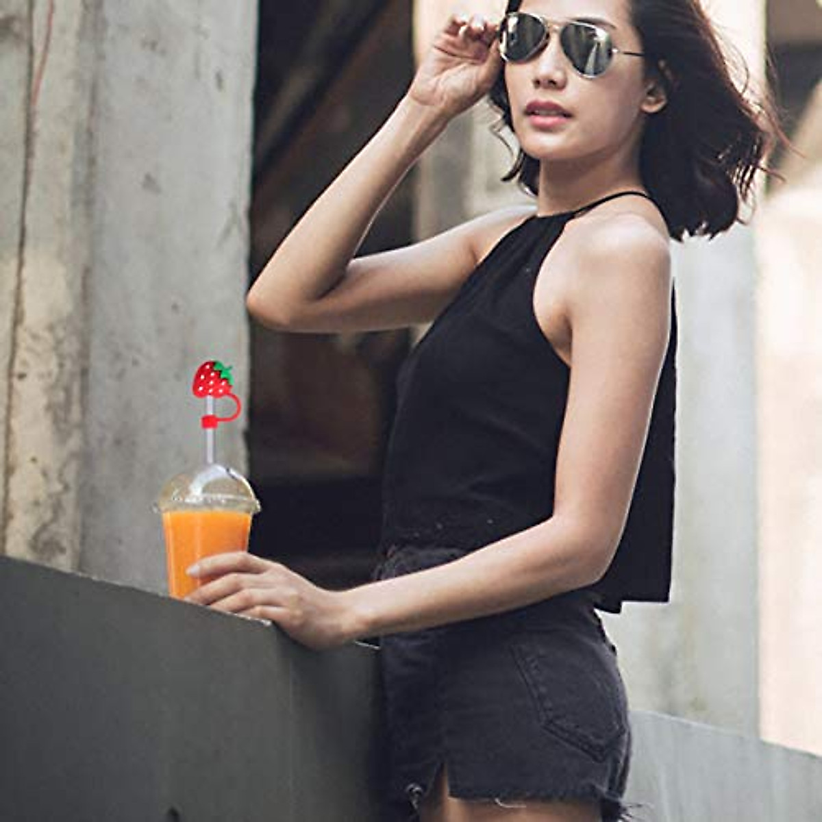 BESTOYARD 2pcs Silicone Straws Tips Covers Strawberry Shaped Straw Plug Compatible with Stanley Straw Drinking Beverages Accessories