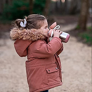 BEABA Kids Stainless Steel Water Bottle, Baby to Toddler Insulated Water bottle, Close Top On The Go Kids Water bottle, Toddler Thermos Water bottle (Rose)