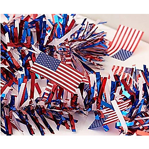 Patriotic Tri-Color Tinsel Garland w/Flag Accents: 9 feet