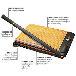 Westcott ‎15106 TrimAir 12-Inch Guillotine Paper Cutter, Heavy-Duty Multi-Paper Trimmer with 30 Sheet Capacity