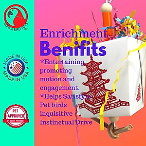 Bonka Bird Toys 3875 Take Out Small Medium Bird Toy Oyster Pail Treat Box Foraging Paper Chew Shred Cockatiel Parakeet Conures and Other Similar Birds