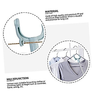 Cabilock retractable clothes rail garment pole retractable clothes pole retractable clothesline rod reach pole stainless steel hooks Home Clothes Rod Aluminum Rod Handle spring wardrobe rod