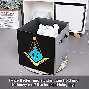 Color Freemason Symbol Foldable Storage Bins Printd Fabric Cube Baskets Boxes with Handles for Clothes Toys, 11x11x11