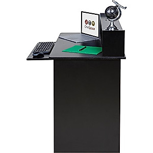 OneSpace Essential Computer Desk, Hutch with Pull-Out Keyboard, Black
