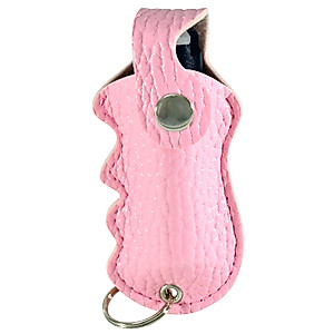 Pepper Defense 1/2 oz. Pepper Spray with Grip Holster and Keychain Attachment - Safety Twist Lock Glow Trigger - Maximum Strength 10% OC Formula - Self Defense Personal Protection (Pink 1-Pack)