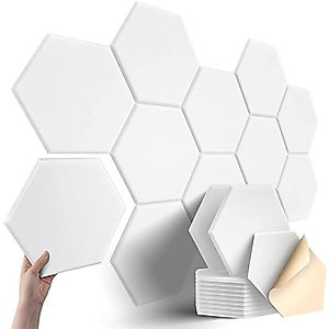 12 pack Sound Proof Foam Panels, 12"X 12"X 0.4",Acoustic Panels Self-Adhesive,Soundproof Wall Panels High Density,Acoustic Panels Sound Absorbing for Wall Decoration and Acoustic Treatment-white-12p