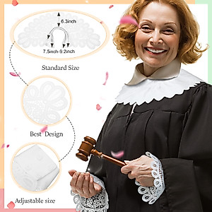 3 Pieces Lace Collar and Cuff Set Halloween Costume Detachable Ruffle Dickey Collar Fake Pleated Blouse Collar Floral Lace Wrist Cuff False Sleeves for Women Dress Cosplay