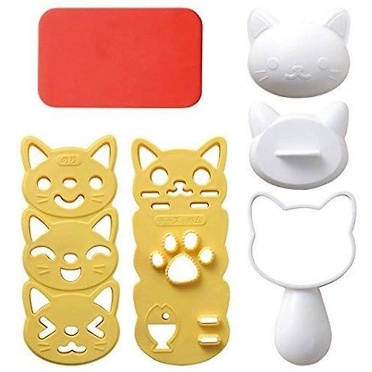 Fellibay Hofumix Bento Accessories Sushi Mold Rice Ball Mold Cartoon Cat Pattern Sushi Bento Nori Kitchen Rice Decor Kits Sandwich DIY Kitchen Tools for Baby Kids Meal