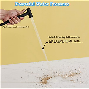 Poopee Warm Water Bidet Sprayer for Toilet with Hot and Cold Brass Rough-in Valve, Stainless Steel Handheld Bidet Attachment Set for Feminine, Pets and Baby Diaper Wash, Matte Black