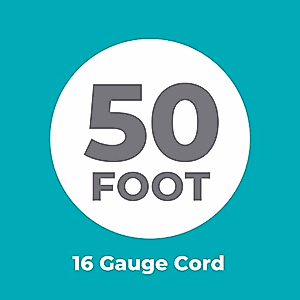 KMC 50ft 16AWG Outdoor Extension Cord, SJTW 16/3 Lighted Power Cord, Bright Orange, ETL Certified (50ft/15.24m)