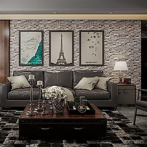 20PCS 3D Wall Panels Peel and Stick 3D Brick Wallpaper Peel and Stick Faux Stone Wall Panel Foam Brick Self-Adhesive Wallpaper(Rock,20pcs)