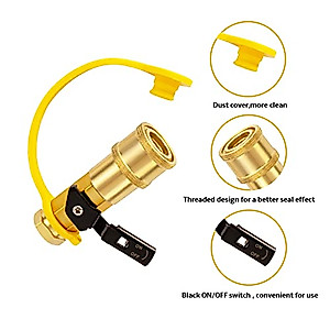 DOZYANT 1/4" RV Propane Quick Connect Adapter for Propane Hose, Propane or Natural Gas 1/4" Quick Connect or Disconnect Kit - Shutoff Valve & Full Flow Plug - 100% Solid Brass