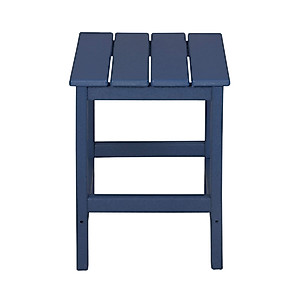 WO Home Furniture Adirondack Chairs Table Set of 3 PCS Outdoor Folding Chairs Side End Table Weather/UV Resistant for Lawn, Garden, Bon Fire, Balcony (Navy Blue)