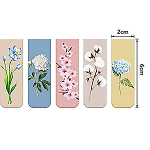 10 Pieces Magnetic Bookmarks Magnet Page Markers Assorted Book Markers Set for Students Reading (Flower Syle, 2.3 x 0.8 Inch)