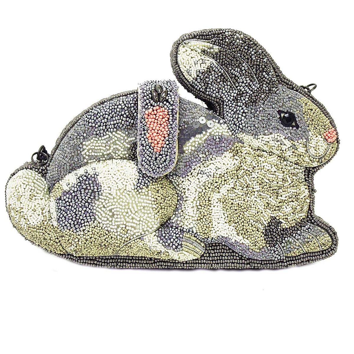 Mary Frances Hop To It Hand Beaded Rhinestone Detail Easter Bunny Rabbit Purse Handbag Shoulder Bag