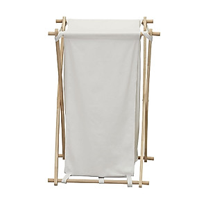Household Essentials White Househod Essentials Laundry Hamper with Wood X Frame Large