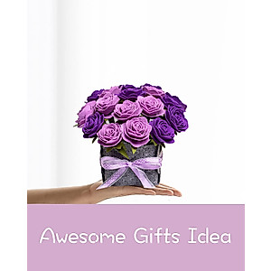 BAZIMA DIY Felt Flower Art Craft Kit, DIY Felt Purple Rose Pot Bonsai Kit, Floral Gifts,Beginner Craft Kit,Arrange Pre-Cut Felt Flowers and Foliage