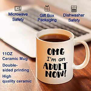 Mr.Mug OMG I'm An Adult Now! Adult Brithday Coffee Mug11oz - Funny 18th Birthday Gifts For Your Son, Daughter, Children, Best Friend.