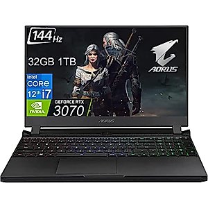 GIGABYTE AORUS 5 SE4 15.6" FHD 144Hz (Intel 12th Gen i7-12700H, 32GB RAM, 1TB SSD, GeForce RTX 3070 8GB) Thin Bezel, IPS 3A Gaming Laptop, Thunderbolt 4, RGB Backlit Keyboard, Win 11 Home