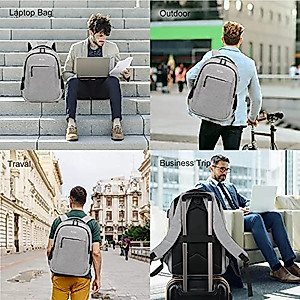 Extra Large Travel Laptop Backpack, Fit for 16 Inch Laptop with USB Charging Port, Headphone Port, 37L Waterproof Overnight Notebook Computer Backpack, Work Business College School Daybag (Grey)
