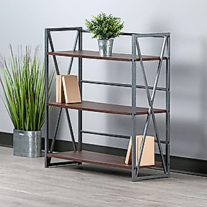 Winsome Wood Isa 3-Tier Shelf, Graphite and Walnut