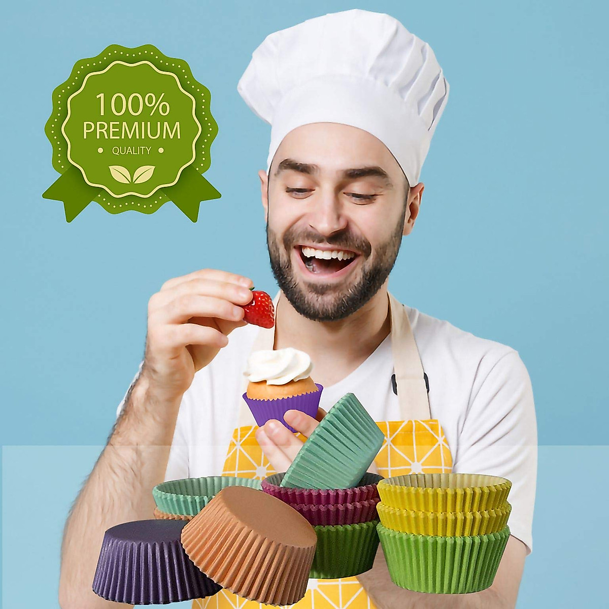 Bahoki Essentials Paper Baking Cups - Cupcake, Muffin Liners, Assorted Cake Wrappers - Great for Birthday Parties and Family Gatherings - Rainbow - 300 Piece