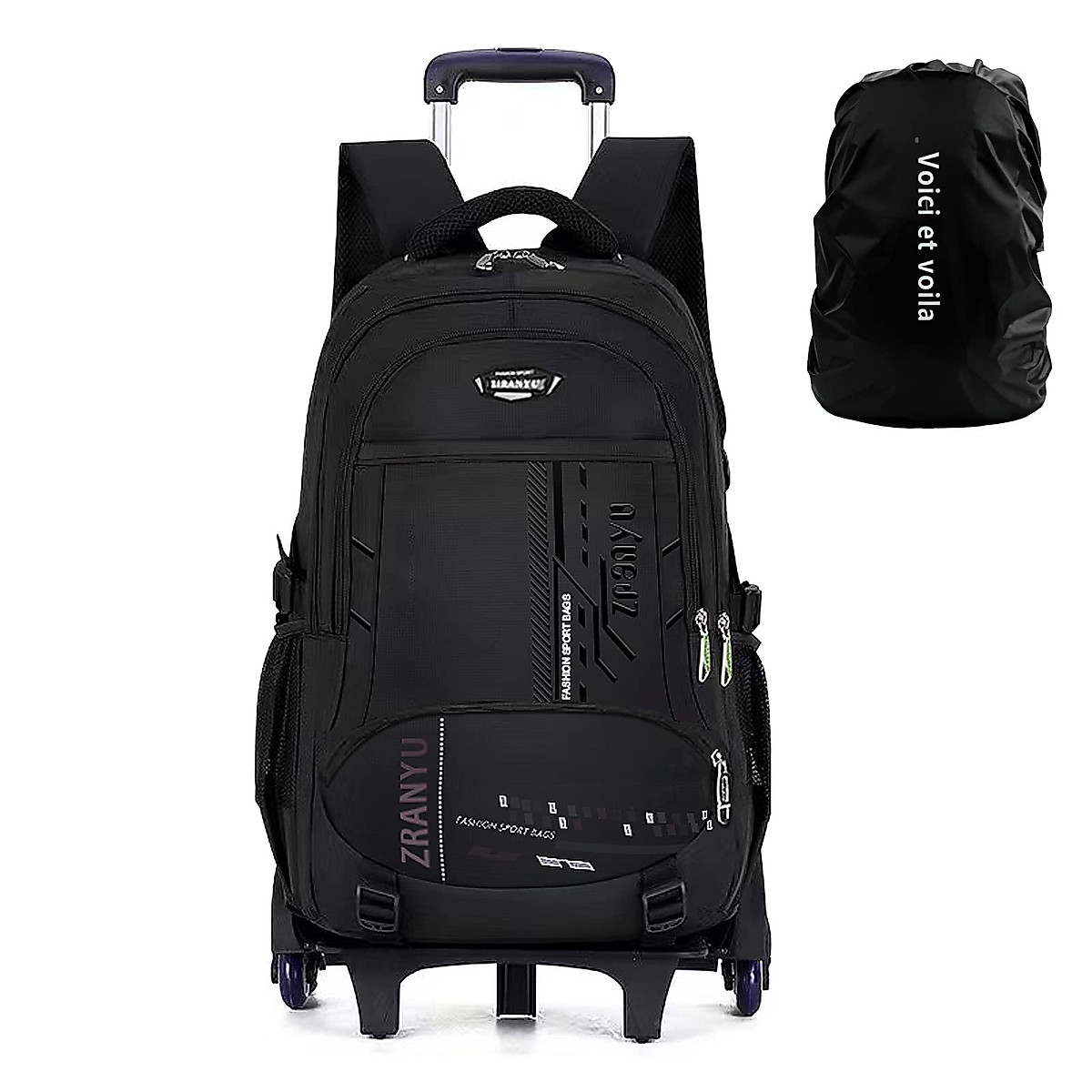 Voici et Voila Large Trolley Schoolbag Rolling Laptop Bag Wheeled Backpack Book Bag with wheels for Boys College School Roller Rucksack Men's Backpack on Wheels for Teens