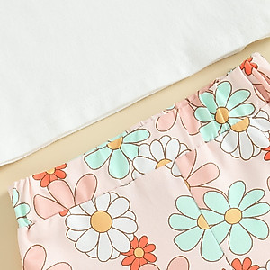 CHAUKAREAUL Toddler Baby Girl 2nd Birthday Outfit Short Sleeve Two Groovy Print Romper Floral Bell Bottom Pants 2 Year Old (White 2nd, 2-3 Years)