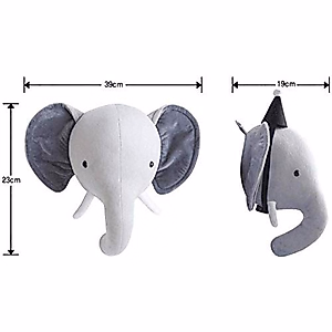zmr Elephant Nursery Decor Child's Bedroom Stuffed Animal Head Wall Decor Baby Nursery Children's Room Wall Decoration Creative Jewelry