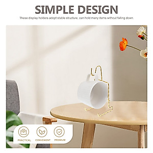 Zerodeko Desktop Stand 2pcs Tea Cup and Saucer Display Stand Holder Rack Teacup Easel Metal Cup Saucer Holder Display Shelf for China Coffee Mug Organizer Wire Gold A Octopus Mug Holder