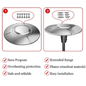Patio Heater Top Reflector Shield Aluminum Replacement Parts Accessories for Outdoor Propane Patio Heaters,Ennegy Saving,Windshield,Dustproof(3 Top Attached Holes Mount,33 Inches)