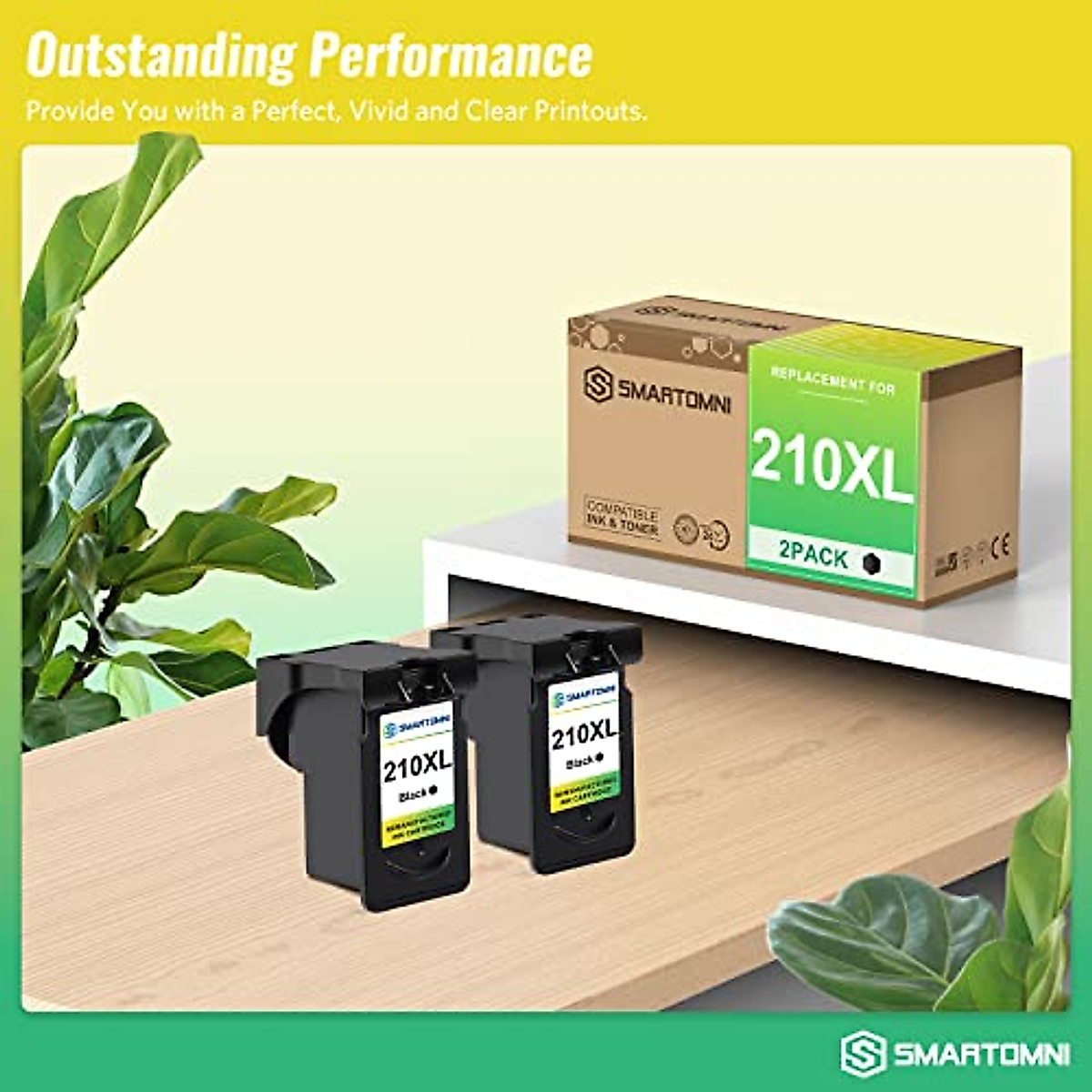 S SMARTOMNI Remanufactured PG-210XL Ink Cartridge Replacement for Canon PG 210 XL for Canon PIXMA MP495 IP2702 MP230 MP240 MP250 MP280 MP480 MP490 MP499 MX330 MX340 MX350 MX410 MX420 Printer (2 Black)