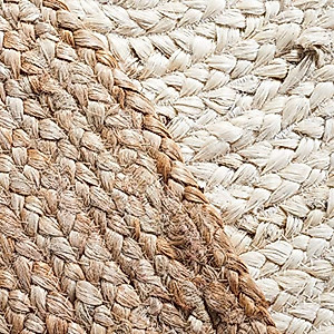 SAFAVIEH Natural Fiber Collection Area Rug - 4' x 6' Oval, Ivory & Natural, Handmade Boho Braided Jute, Ideal for High Traffic Areas in Living Room, Bedroom (NF801M)