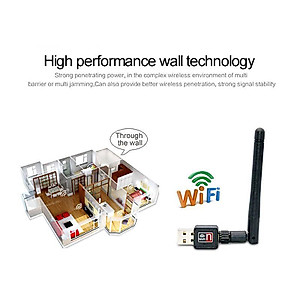 WiFi WLAN Stick Adapter 150Mbit 2dBi Wireless USB WiFi Network Adapter Dongle Antenna for Windows Vista/XP/2000/7/8/10, Linux, MAC OS