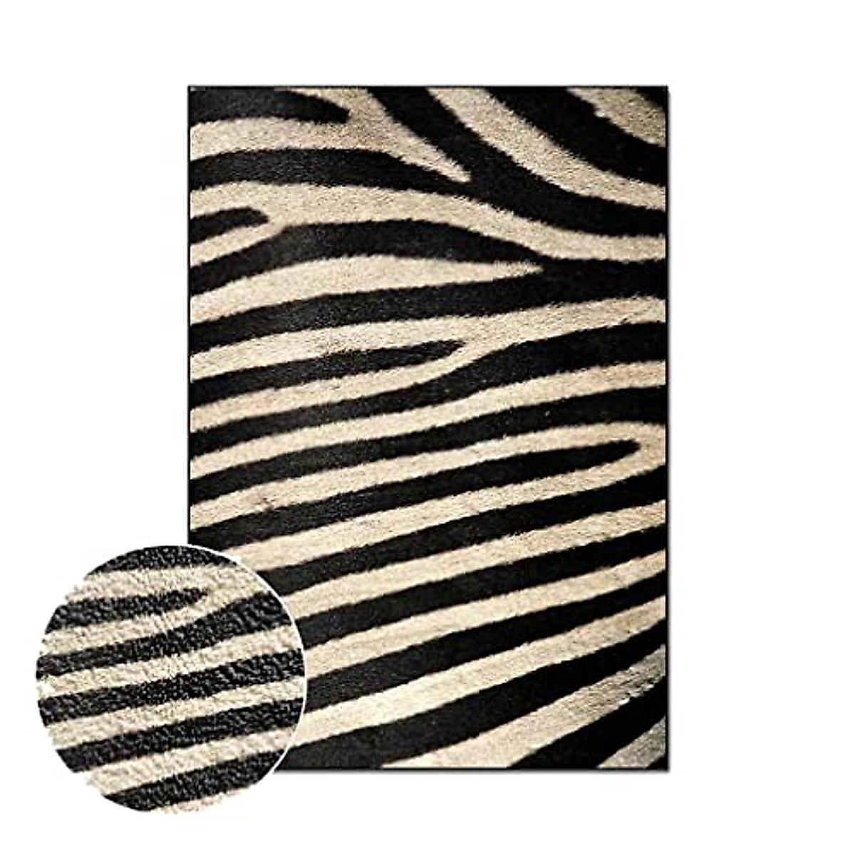 LIKETN 3D Imitation Animal Fur Area Rug Living Bedroom Zebra Outdoor Rugs Tiger Print Pattern Leopard Carpet Indoor Runner Rugs Washable Door Mat Kid's Room Home Décor 2' X 3'