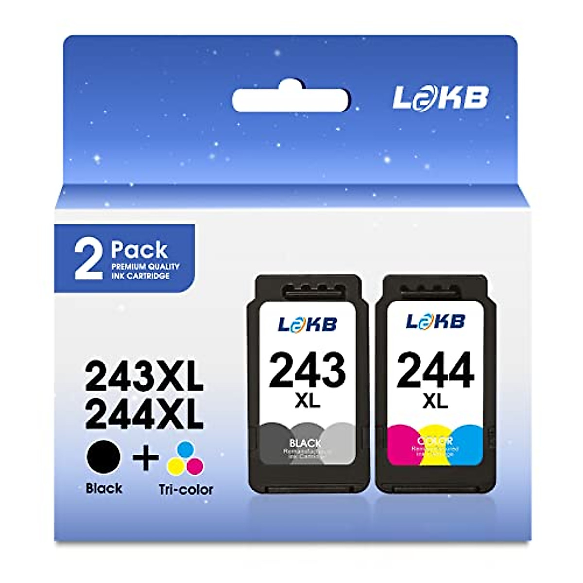 L2KB Remanufactured Ink Cartridge pg-243 cl-244 Ink 243 for Canon Printer Ink 243 244xl for Canon Ink cartridges 243 and 244 for Canon MG2522 TS3122 TS3322 TR4520 Printers (1Black/1Tri-Color, 2PK)