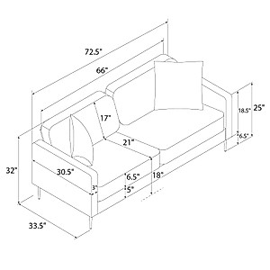 CosmoLiving by Cosmopolitan Highland Sofa with Pillows, Gray Velvet
