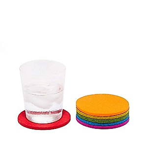 Graf Lantz Bierfilzl 100% Merino Wool Moisture Wicking, Absorbent Felt Coasters, Round, Multi-Color Set of 6, Rainbow