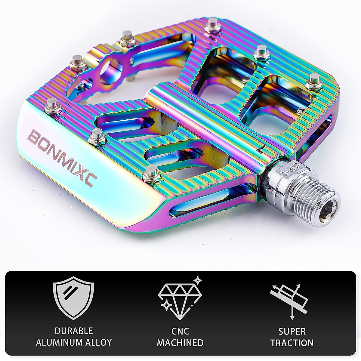 BONMIXC Bike Pedals MTB Pedals Non-Slip BMX Pedals Sealed Bearing Fashion Flat Road Bike Pedals 9/16" Oil Slick