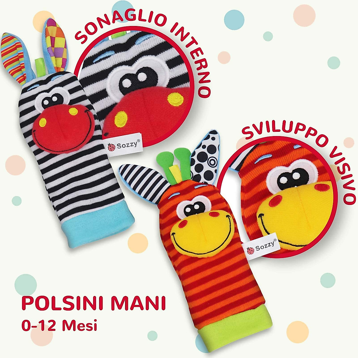 Synchain Soft Baby Rattles Toys, Newborn Wrist Rattles Sock Set-Hand Bracelet Rattle, Feet Socks, Cute Rattle Socks Toys Gift for 0-12 Month Babies.